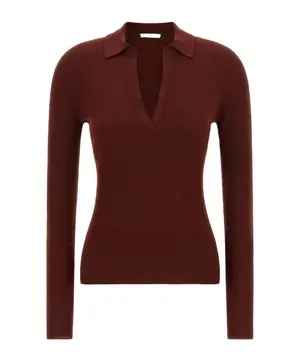 Max Mara Mxmangel Long-sleeved Ribbed Polo Jumper - No