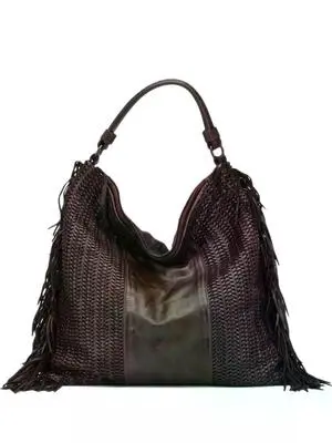 REPTILE'S HOUSE Vasia Woven-leather Shoulder Bag - Red