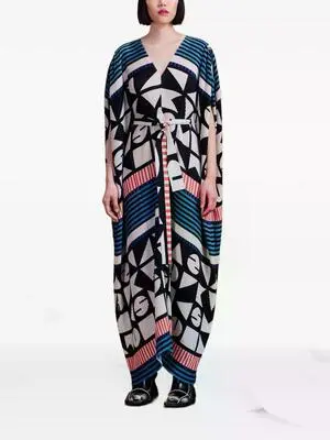 Henrik Vibskov Cherry Plisse Geometric-pattern Maxi Dress