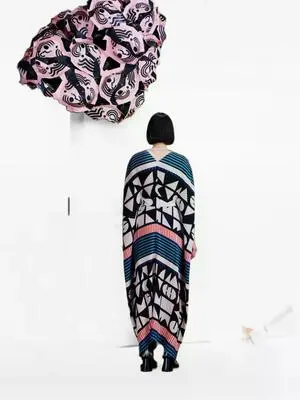Henrik Vibskov Cherry Plisse Geometric-pattern Maxi Dress
