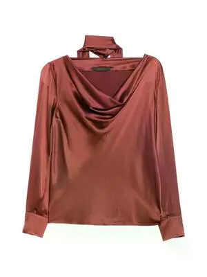 Max Mara Cowl-neck Silk Top - Red