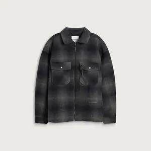 AND WANDER Wool Shaggy Check Zip Jacket