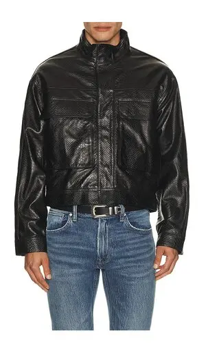 Hudson Jeans Leather Jacket In Black