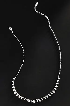 Anthropologie Demi Crystal Ball Cha Necklace Silver