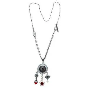 GEM KINGDOM Eye Love You Glass Eye Pendant Necklace - Silver