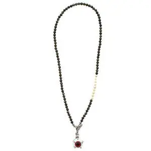 GEM KINGDOM Eye Love You Beaded Brown Necklace - Brown/silver