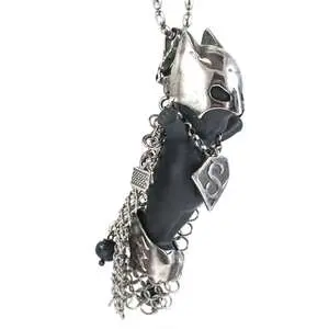 GEM KINGDOM Happy Baby Hero On Heels Necklace Black And Silver - Black/silver