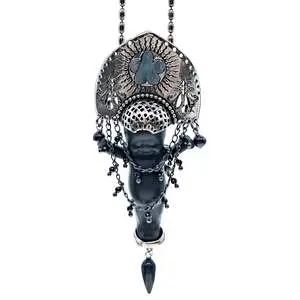 GEM KINGDOM Happy Baby Koko Necklace Black And Silver - Black/silver
