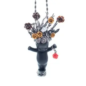 GEM KINGDOM Happy Baby Whole Lotta Rosie Necklace Black And Silver - Black/silver