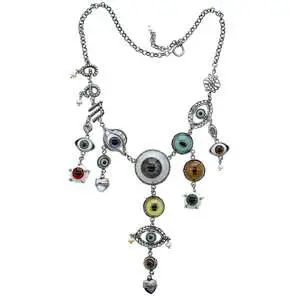 GEM KINGDOM Eye Love You Statement Necklace - Silver