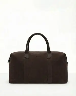 WANT Les Essentiels Kelowna Suede Leather Weekender Bag - Chocolate
