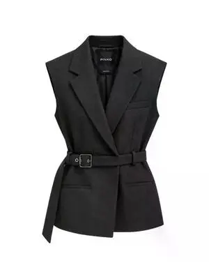 Pinko Nuraqus Belted Sleeveless Jacket - Black