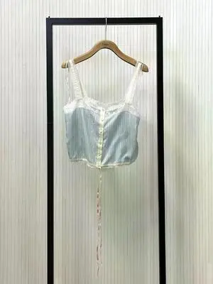 Chloé Lace-trimmed Pinstripe Top