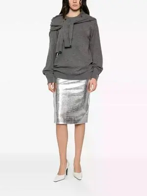 DES_PHEMMES Croc-effect Metallic Skirt