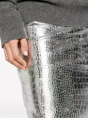 DES_PHEMMES Croc-effect Metallic Skirt