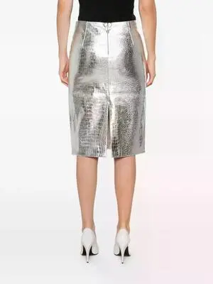 DES_PHEMMES Croc-effect Metallic Skirt