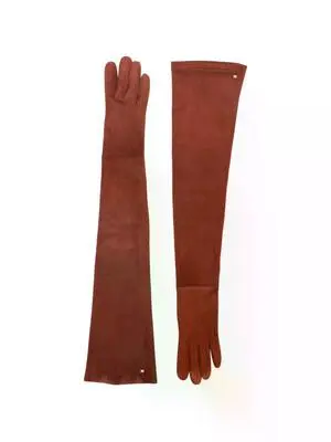 Max Mara Long Suede Gloves Terra Cotta
