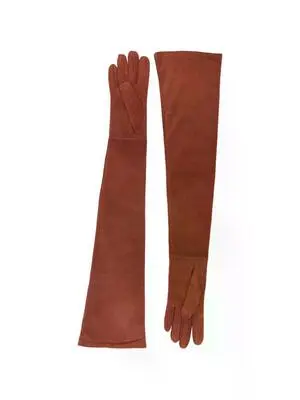 Max Mara Long Suede Gloves Terra Cotta