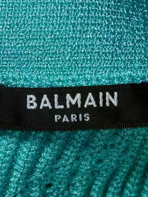 Balmain Cold-shoulder Rib-knit Midi Dress