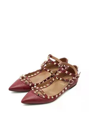 Valentino Garavani Rockstud T-strap Ballet Flats - Red