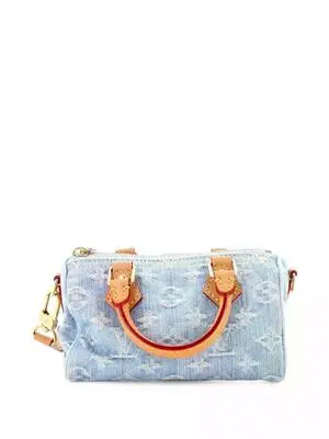 LOUIS VUITTON Speedy Bandouliere Nm Bag Monogram Denim Sky Nano Satchel