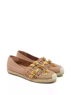 Valentino Garavani Woven Flower-embellished Espadrille Flats