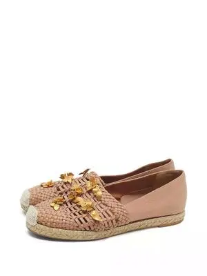 Valentino Garavani Woven Flower-embellished Espadrille Flats