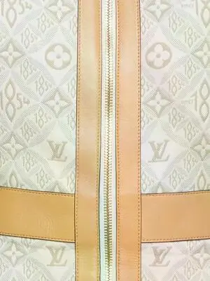 LOUIS VUITTON Monogram Jacquard Leather-trim A-line Mini Dress