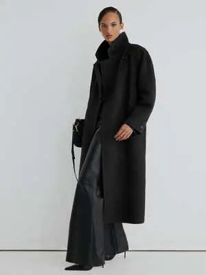 ATELIER Wool-blend Blind-seam Double-breasted Coat - Grey