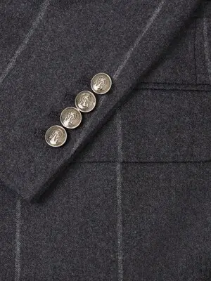 Brunello Cucinelli Double-breasted Pinstriped Wool, Cashmere And Silk-blend Flannel Suit Jacket