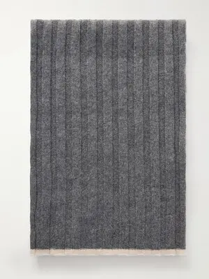 Brunello Cucinelli Ribbed Cashmere Scarf - Gray