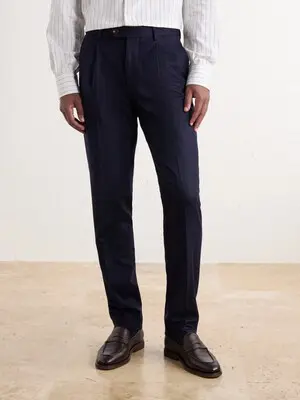 Brunello Cucinelli Straight-leg Pleated Wool-flannel Suit Trousers