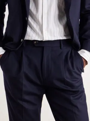 Brunello Cucinelli Straight-leg Pleated Wool-flannel Suit Trousers