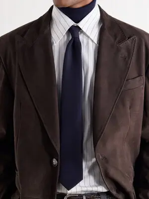 Brunello Cucinelli Paneled Pintucked Suede Blazer