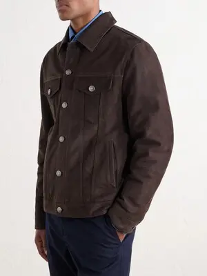 Brunello Cucinelli Pintucked Suede Jacket