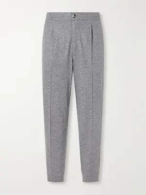 Brunello Cucinelli Tapered Pleated Cashmere Sweatpants - Gray