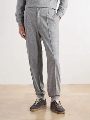 Brunello Cucinelli Tapered Pleated Cashmere Sweatpants