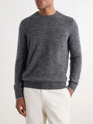 Brunello Cucinelli Mélange Brushed Cashmere Sweater - Gray