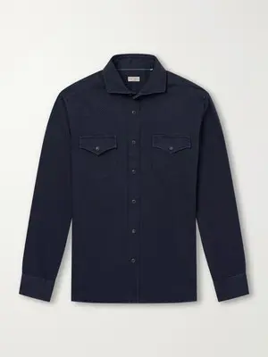 Brunello Cucinelli Cotton-canvas Western Shirt - Blue