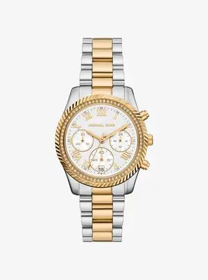 Michael Kors Lexington Pavé Two-tone Watch In By