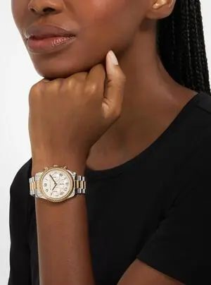 Michael Kors Lexington Pavé Two-tone Watch In By
