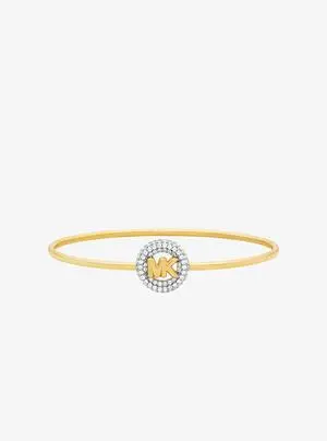 Michael Kors Pavé Logo Charm Bangle In By - Silver