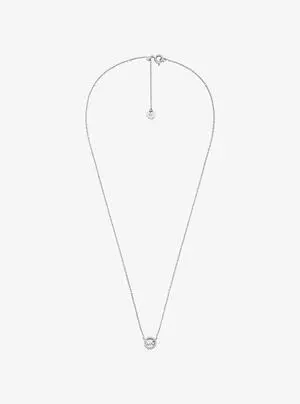 Michael Kors Pavé Logo Charm Necklace In By - Silver