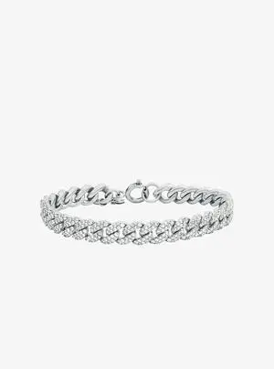 Michael Kors Pavé Curb-link Chain Bracelet In By - Silver