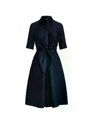 Ralph Lauren Tie-waist Linen Midi Dress - Blue
