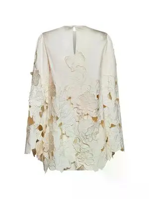 Costarellos Floral-embroidered Scalloped Tunic