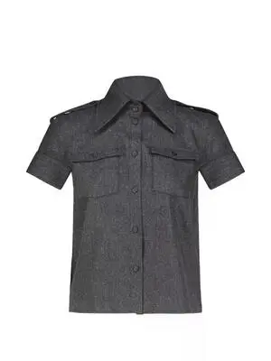 Khaite Emiel Epaulette Short-sleeve Shirt - Grey