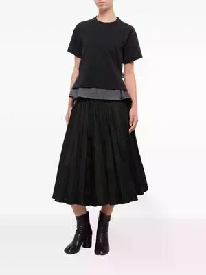 Sacai Denim-panelled Cotton T-shirt