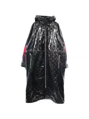 Gucci 2010s Gg Pattern Hooded Coat - Black