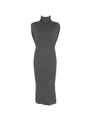 TWINSET Ribbed Roll-neck Midi Dress - Grey